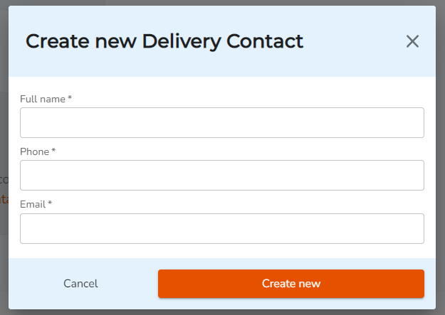 Create a delivery contact